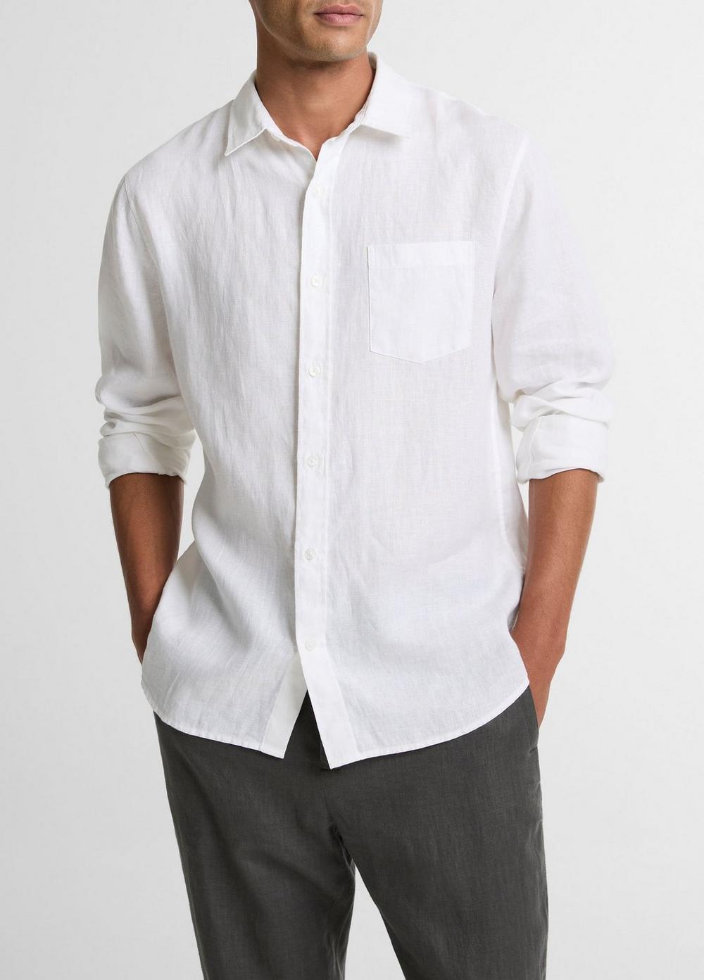 VINCE men's linen button-front shirt